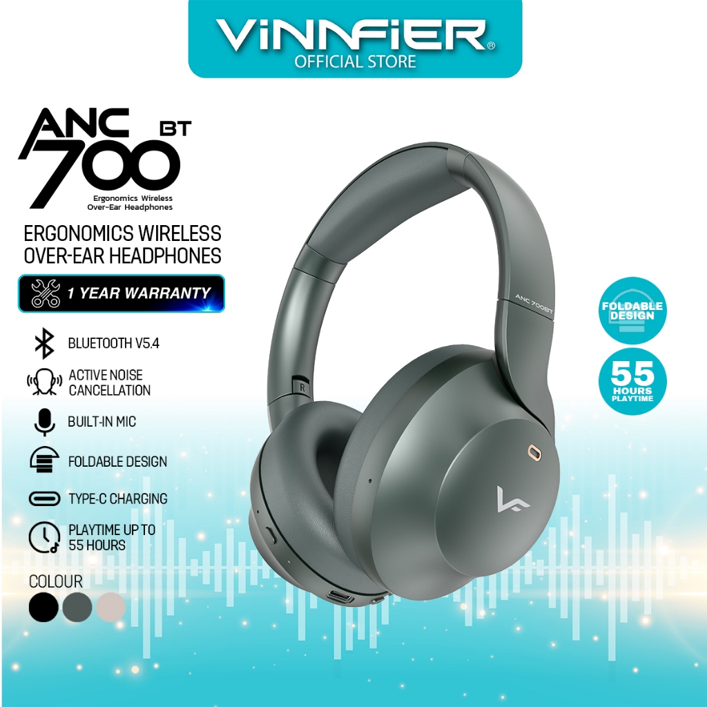 Vinnfier ANC 700 BT Noise Cancelling High Performance Bluetooth ...