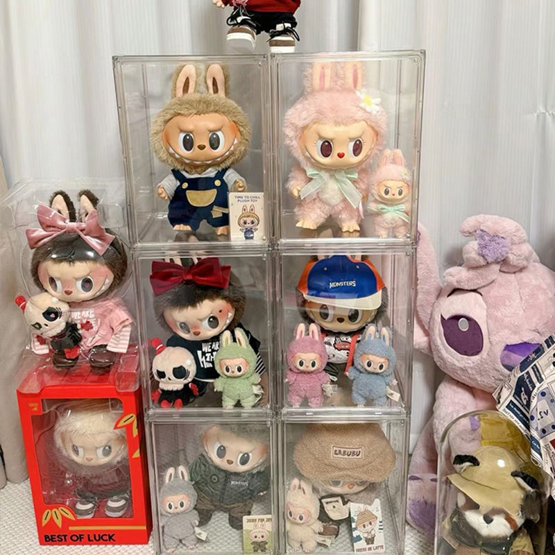 Fully Clear Acrylic Popmart Figurine Labubu Display Box Bag Storeage ...