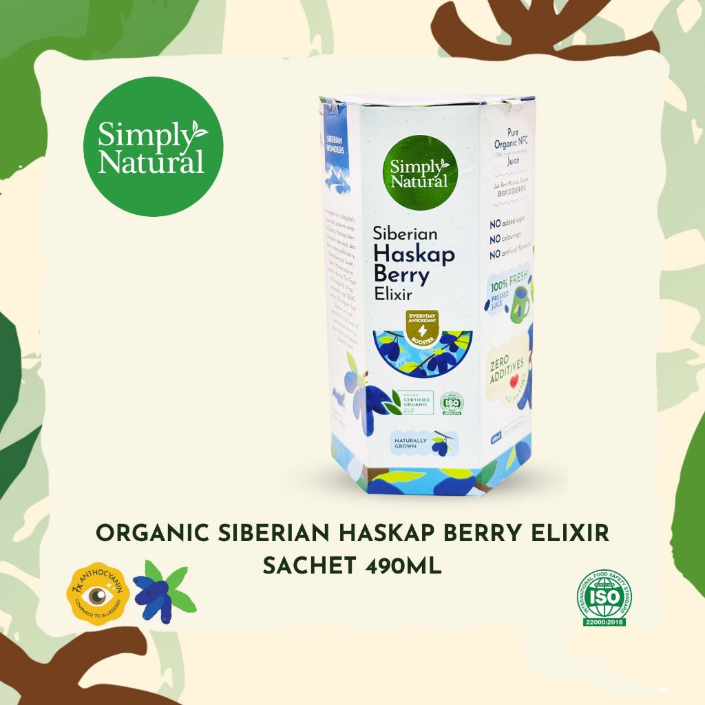 Simply Natural Siberian Haskap Berry Elixir Sachet 490ml, 100%Pure, Natural Antioxidant ...
