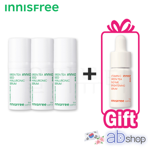 ️3pcs+Free Gift 1pc ️[Innisfree] Green Tea Seed Hyaluronic Serum 10ml x 3pcs + Vitamin C Serum ...