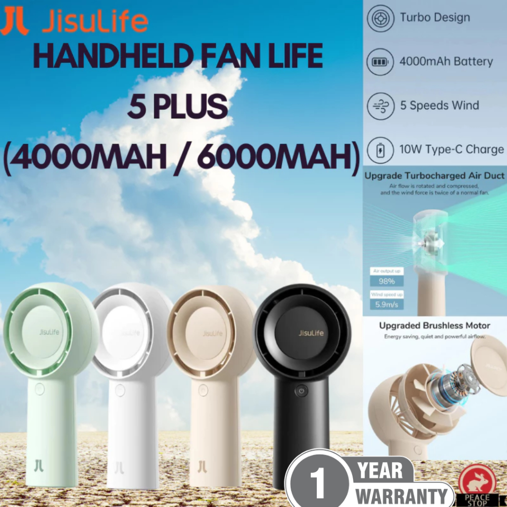 JISULIFE Handheld Fan Life5 Plus (4000mAh / 6000mAh) | Shopee Singapore
