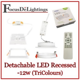 LINIQ DETACHABLE RECESSED LED DOWNLIGHT -12W TRICOLOUR (OPT: REMOTE ...