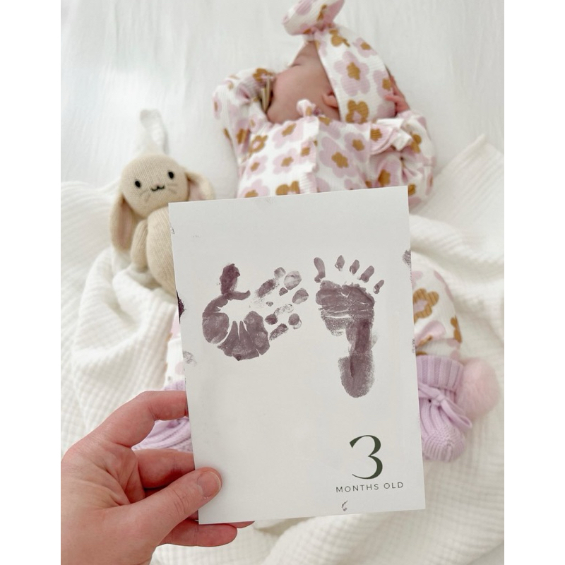 No Mess Inkless Baby Milestone Cards | Baby Handprint Footprint Cards ...