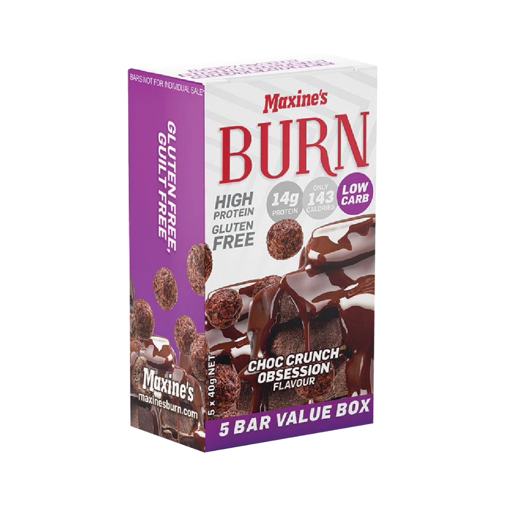 Maxine's Burn Protein Bars Choc Crunch Obsession 40g (Box of 5 ...