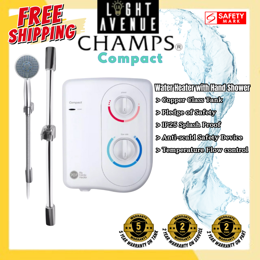 Champs Compact Instant Water Heater with Hand Shower | Shopee Singapore