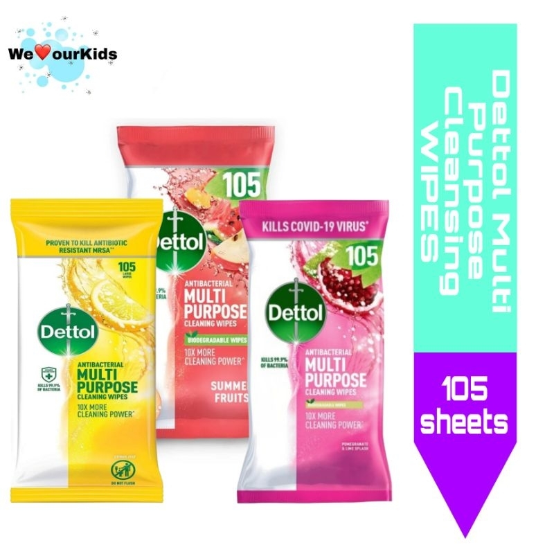 DETTOL MULTI PURPOSE CLEANSING WIPES 105 Sheets | Shopee Singapore