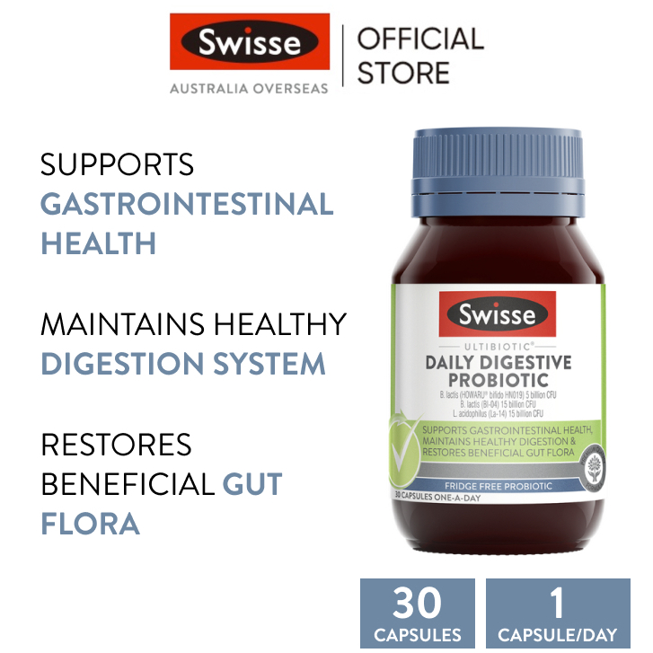 Swisse Ultibiotic Daily Digestive Probiotic 30 Capsules (EXP:01 2027 ...