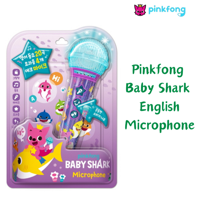 Pinkfong Baby Shark English Microphone Sing Along Toy 20 Songs LED ...