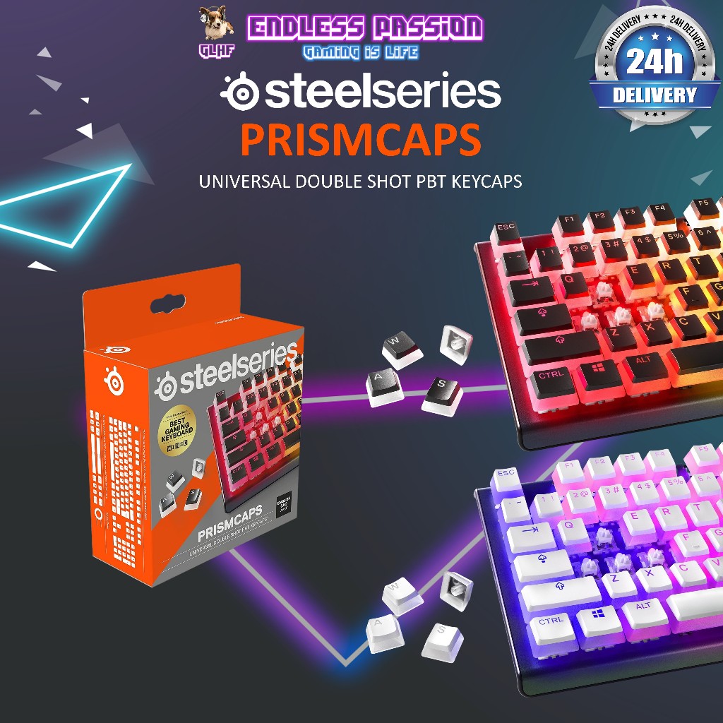 SteelSeries PrismCaps – Double Shot Pudding-style Keycaps (US Layout ...