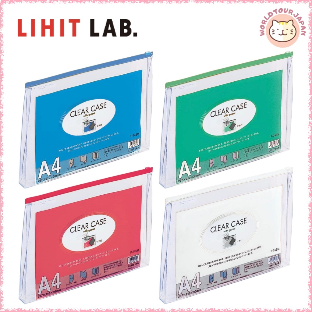 LIHIT LAB / F74SM / Clear File Case, File Holder with Zipper / A4 size ...