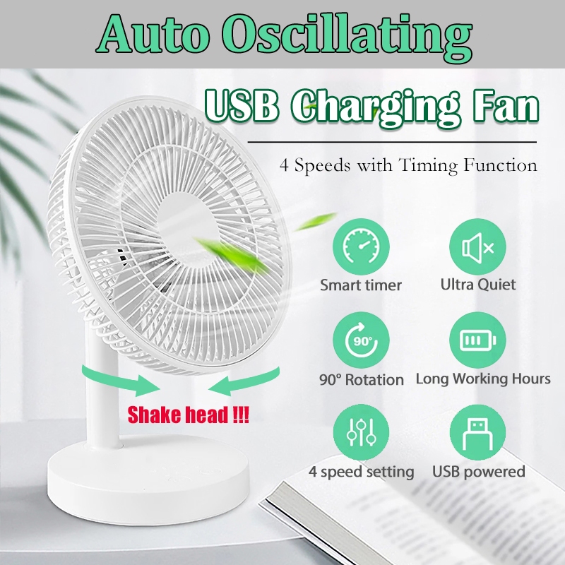 [SG Stock] USB Fan Desktop Fan Table Fan Rechargeable Mini Fan Folding ...