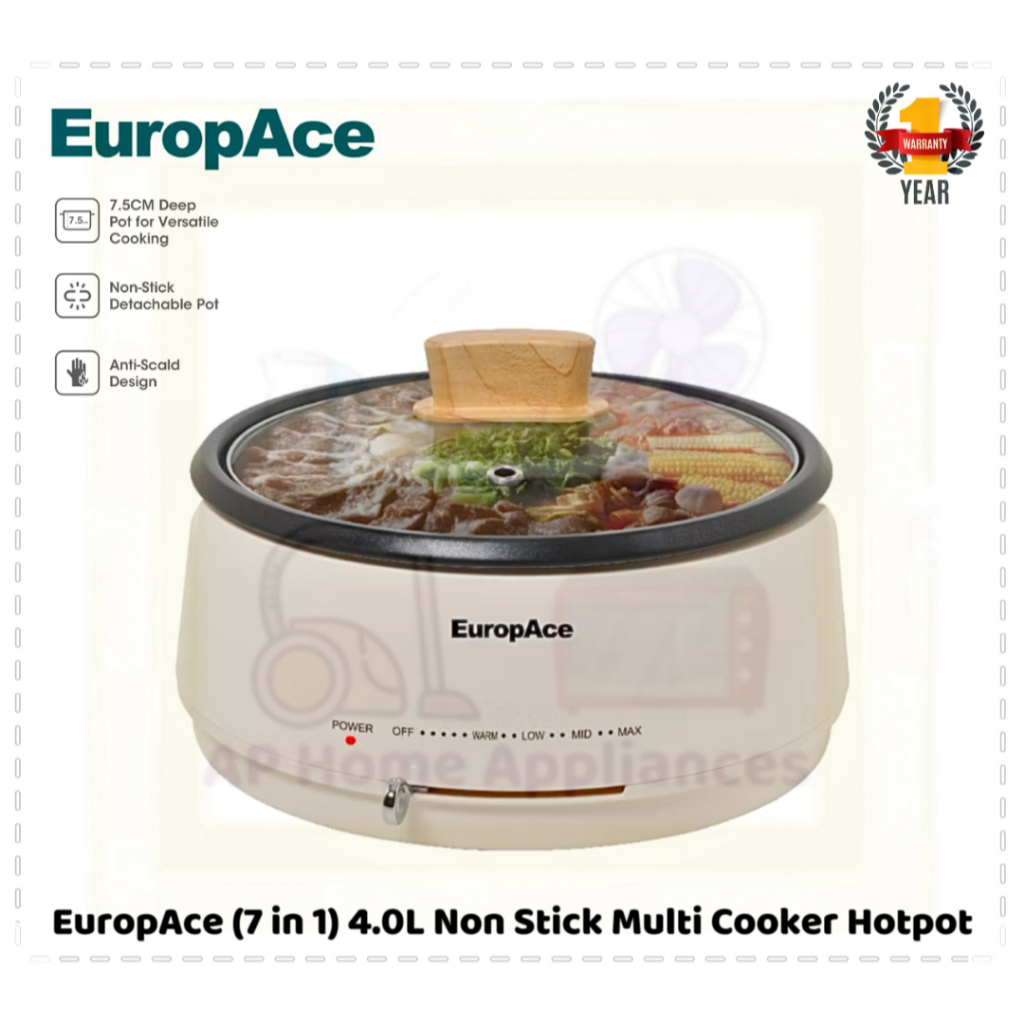 EuropAce 4.0L Multi Fucntion (Non Stick Pot) Cooker | Hotpot ...