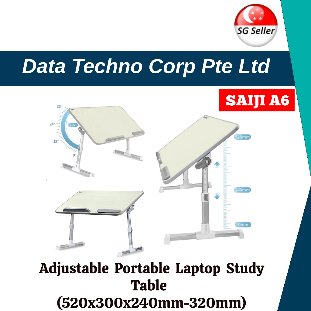 SG READY STOCK - XGEAR SAIJI A6 ADJUSTABLE PORTABLE FOLDABLE STUDY LAPTOP TABLE (520 x 300 x 240 ...