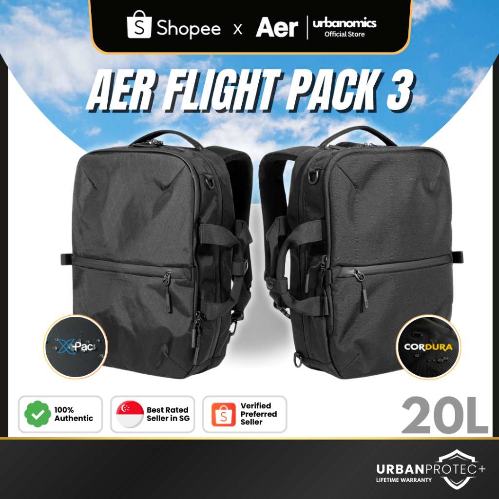 🇸🇬 【FREE S-BINER】 AER Flight Pack 3 (20L) Cordura / X-Pac with UrbanProtec+ Limited Lifetime ...