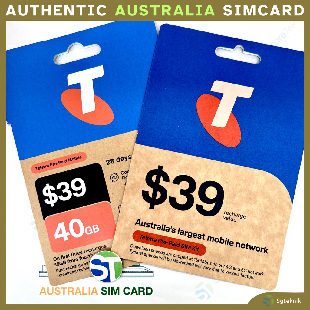 Telstra Prepaid Physical SIM Card Australia 40GB Data 5G 4G Mobile Roam ...