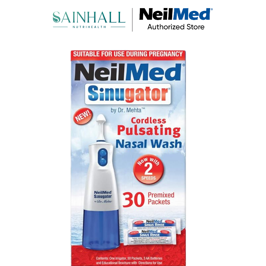 NeilMed Sinugator Cordless Pulsating Nasal Wash With 30 Sachets ...