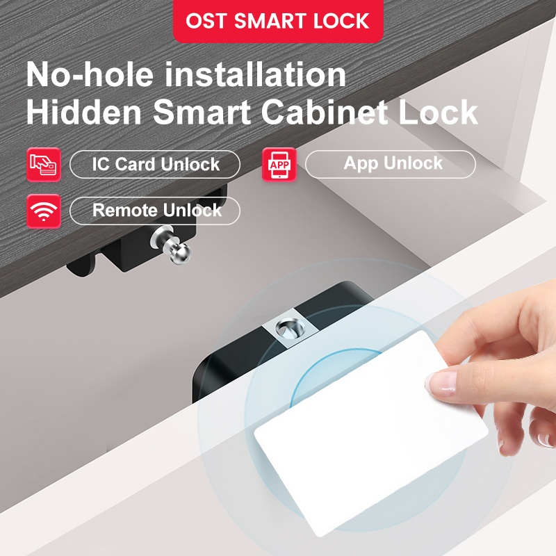 NFC Smart Drawer Lock DIY No-Punch Hidden Form Security Wooden Cabinet ...