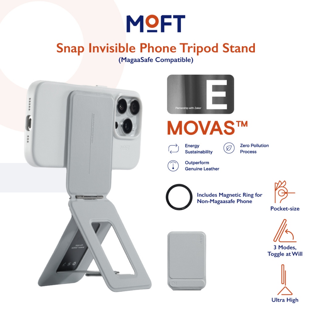 MOFT Snap Invisible Phone Tripod Stand/Wallet MOVAS™ (Magnetic Compatible) | Shopee Singapore