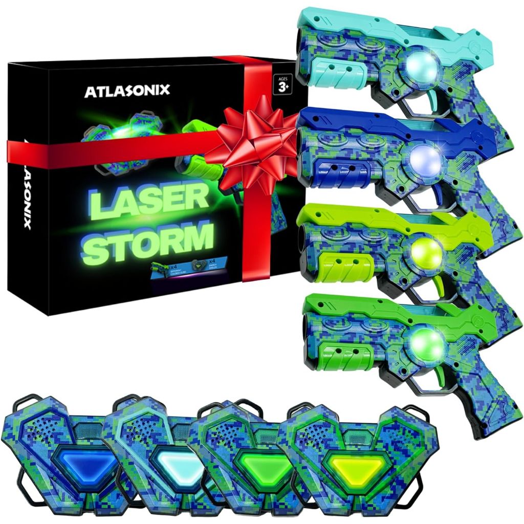 Atlasonix Laser Tag Game Set of 4 Guns and Shields, Laser Gun, Laser ...