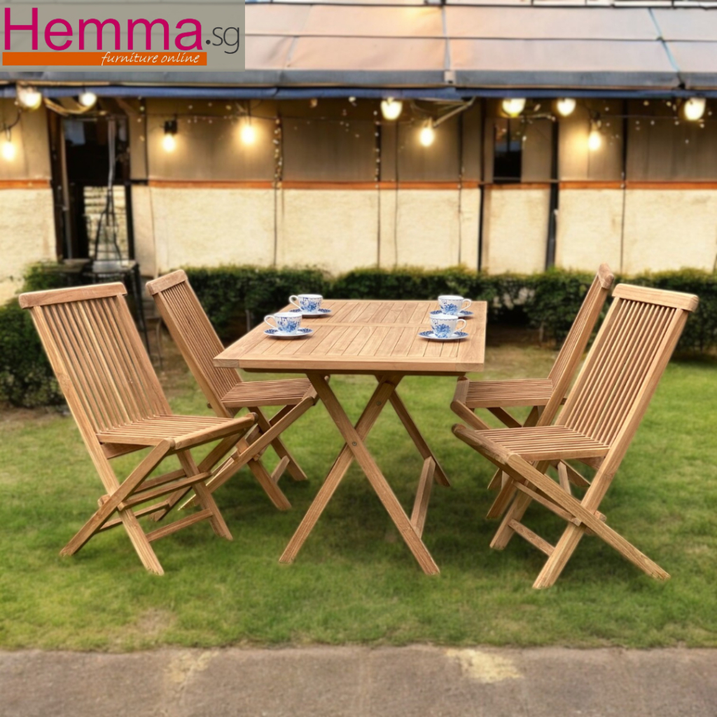 JAVA Outdoor Dining Set | Dining Table with 4 Chairs (Teak Wood ...