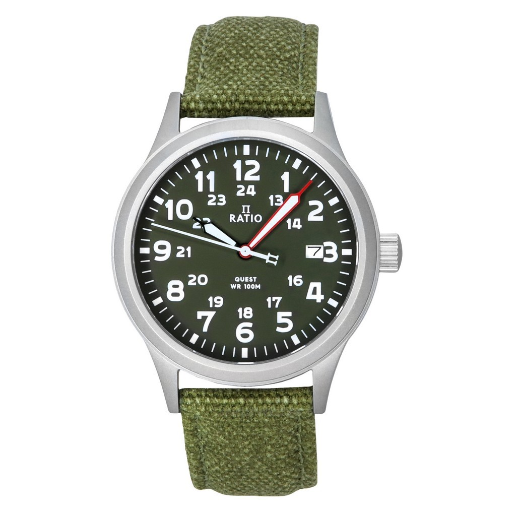 [Creationwatches] Ratio Quest Mens Field Watch Sapphire Canvas Strap ...