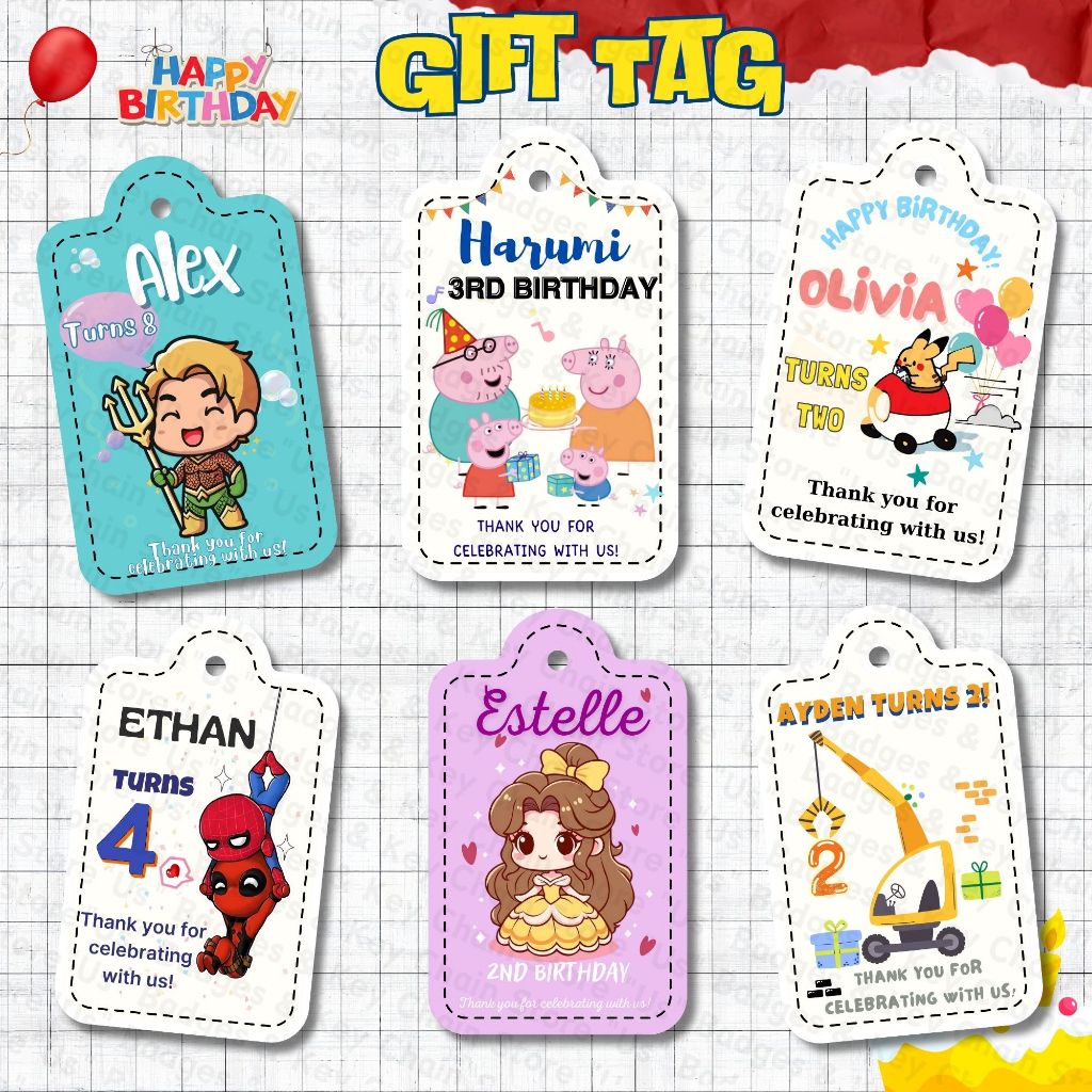 SG Seller| Personalized Gift Tag | Hang Tag For Birthay Goodie Bag ...