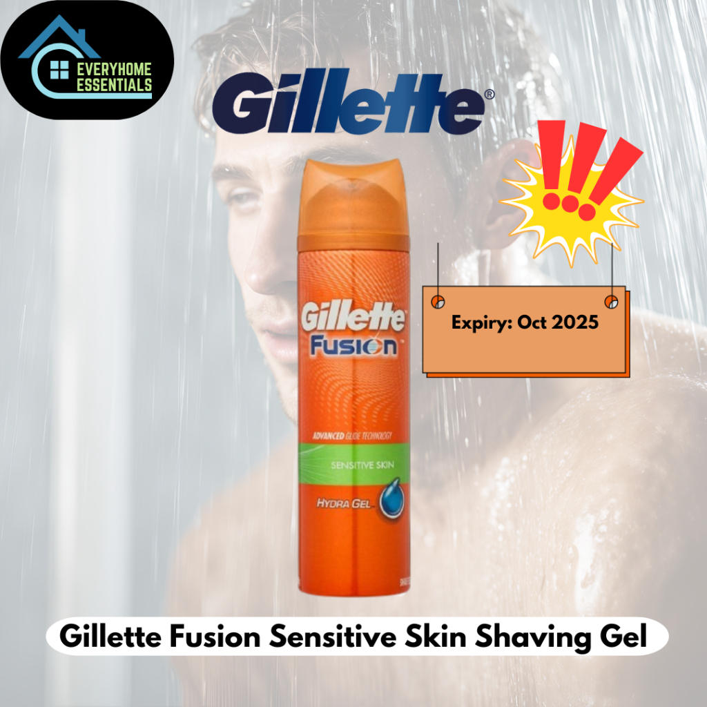 GILLETTE Fusion Sensitive Skin Shaving Gel (195g) - Expiry Oct 2025 ...