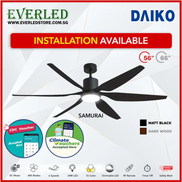 [NEA CLIMATE VOUCHER] [FREE INSTALLATION] DAIKO Samurai 56" DC Ceiling ...
