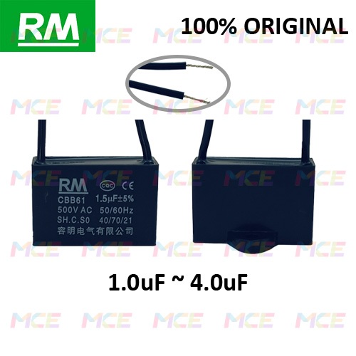 RM Fan Capacitor CBB61 500VAC 1.0 ~ 6.0 uF Kapasitor Kipas Compatible ...