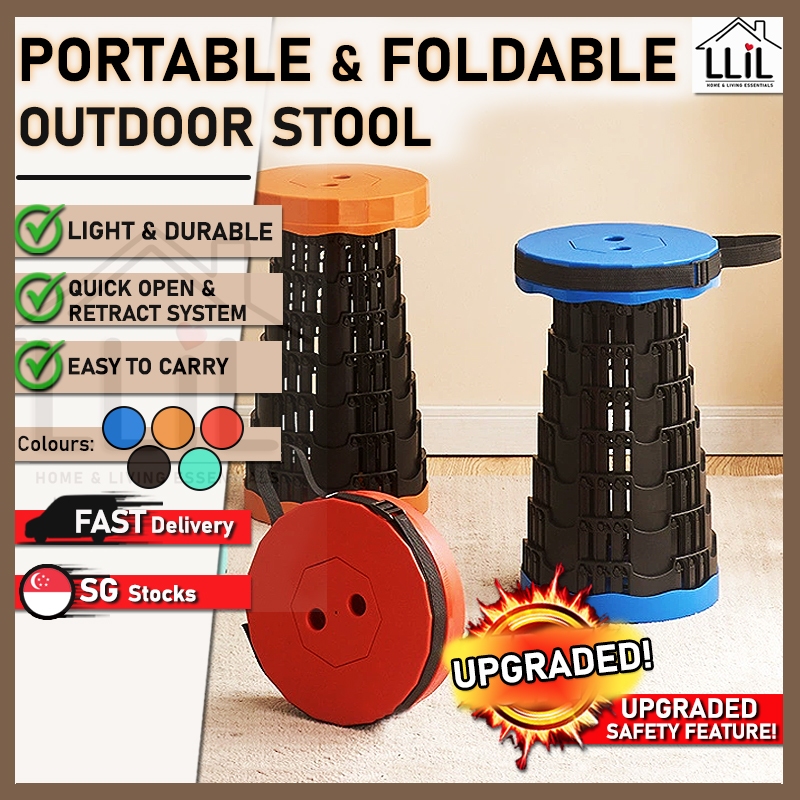 [SG STOCKS] Portable & Foldable Outdoor Stool, Collapsible, Telescopic ...