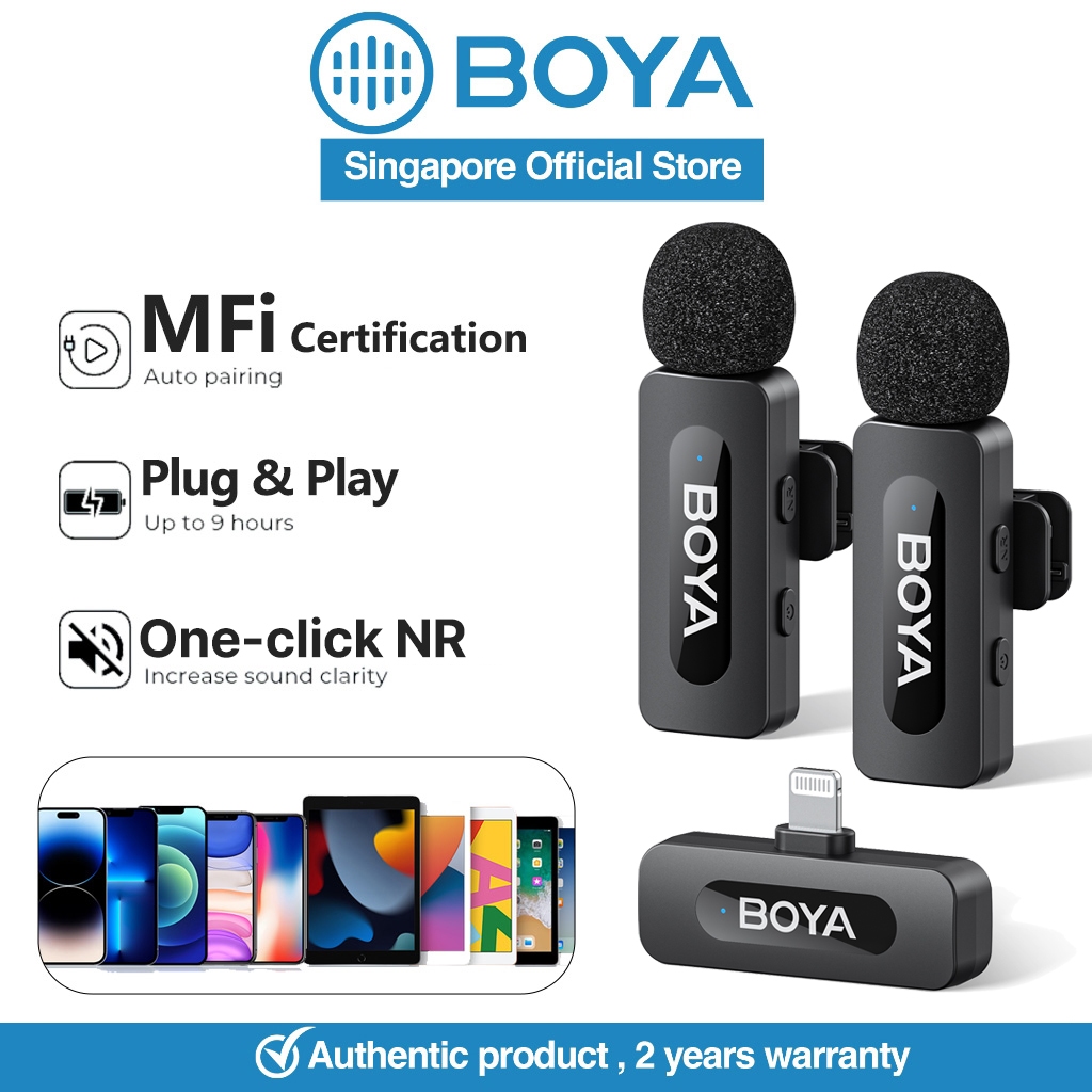 BOYA BY-V1/V2 iPhone 14 Wireless microphone Lightning Lavalier Mini mic ...