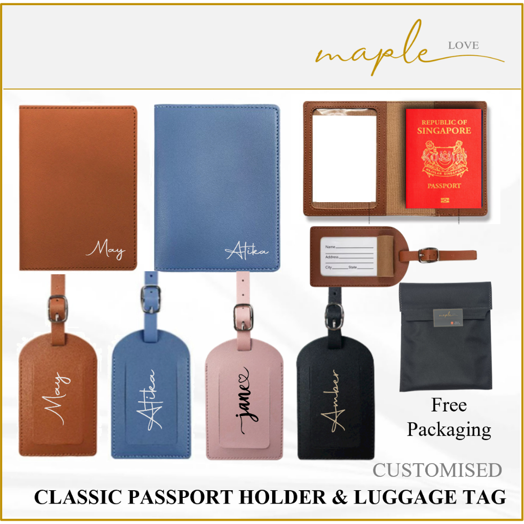 [SG] Customised | Personalised Name PU Leather Luggage Tag | Travel Tag | Classic PU Leather ...