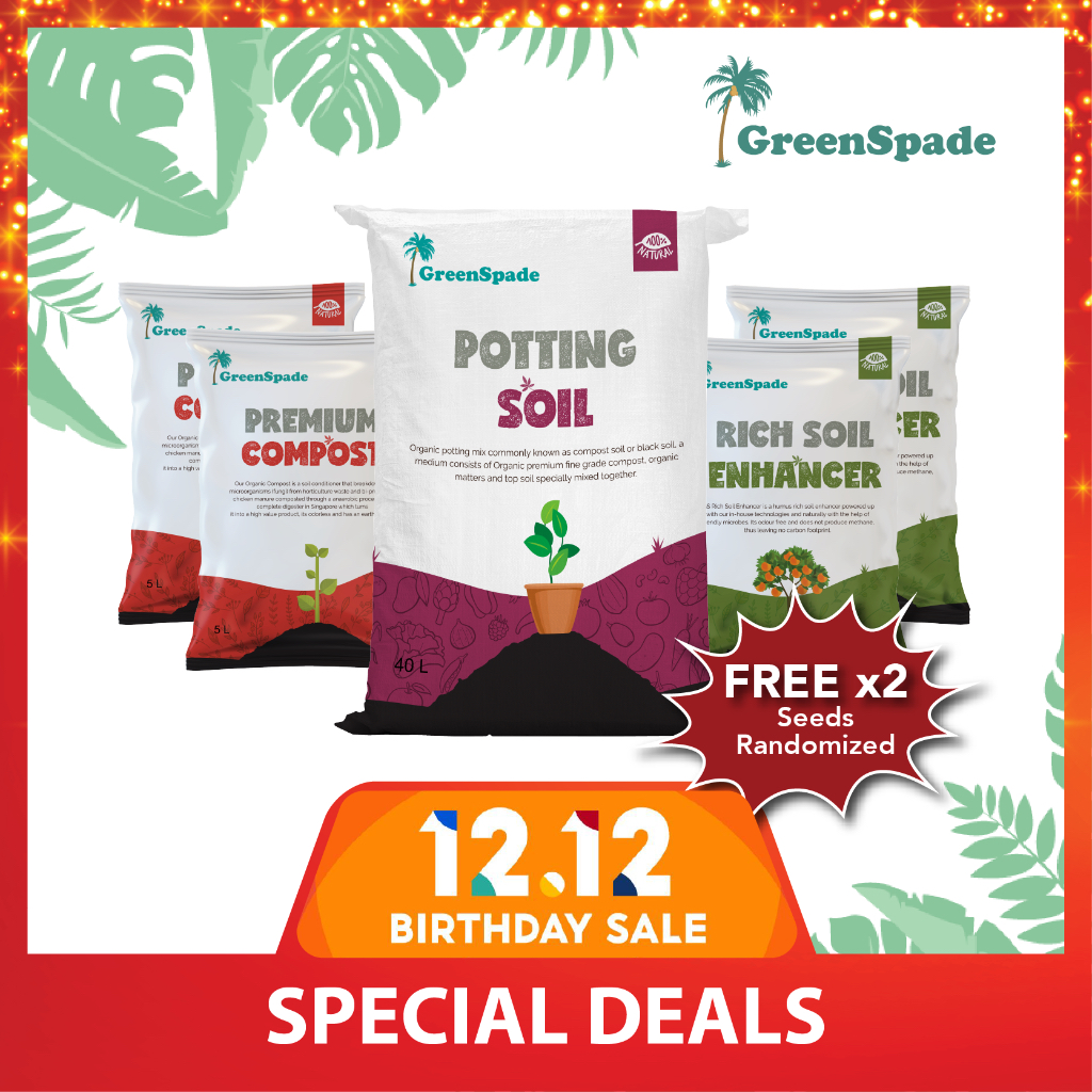 [12.12 Buy More, Save More] Green Spade - Organic Soil 40L + 2x Compost ...