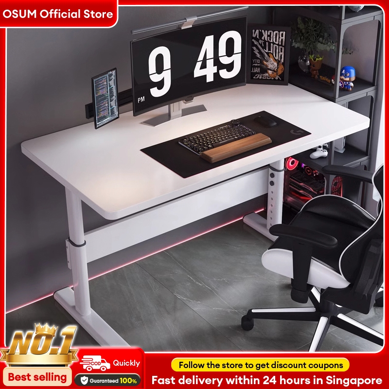 OSUM Table Height Adjustable Table Small House Standing Desk Gaming ...