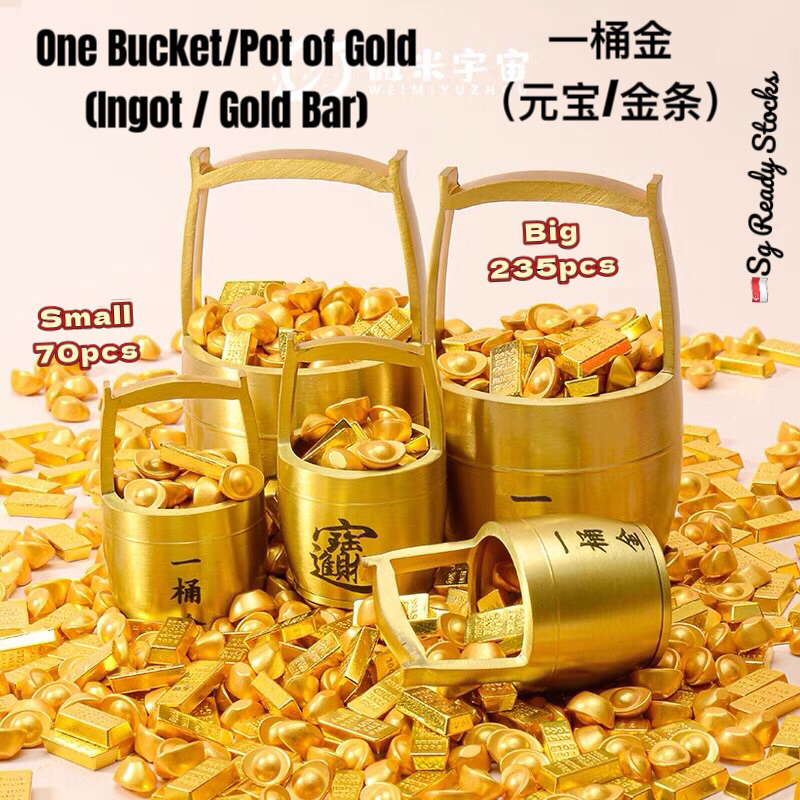 [Sg Ready Stocks] Fortune Wealth Bucket Barrel Of Gold With Blessing ...