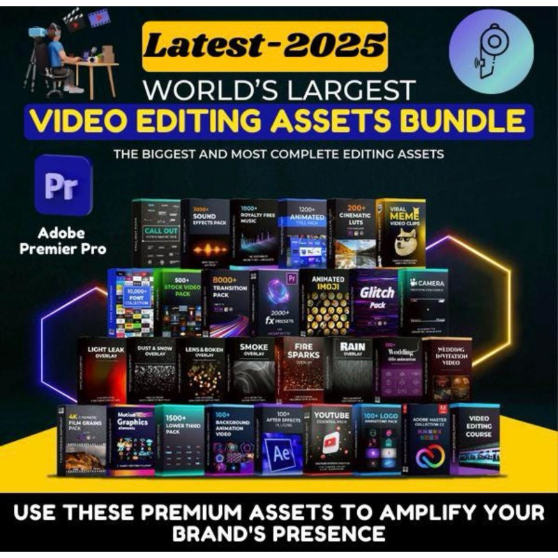 Complete Video Editing Assets Bundle for Premiere Pro | Transitions ...