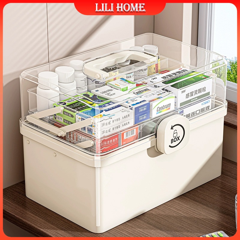 LILI Foldable Medicine Storage Box Multipurpose Compartment Medicine ...