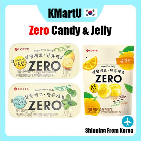 [Lotte] ZERO Sugar Free Candy 28 g /ZERO Citrus Yuja Jelly 40g / (Lemon ...