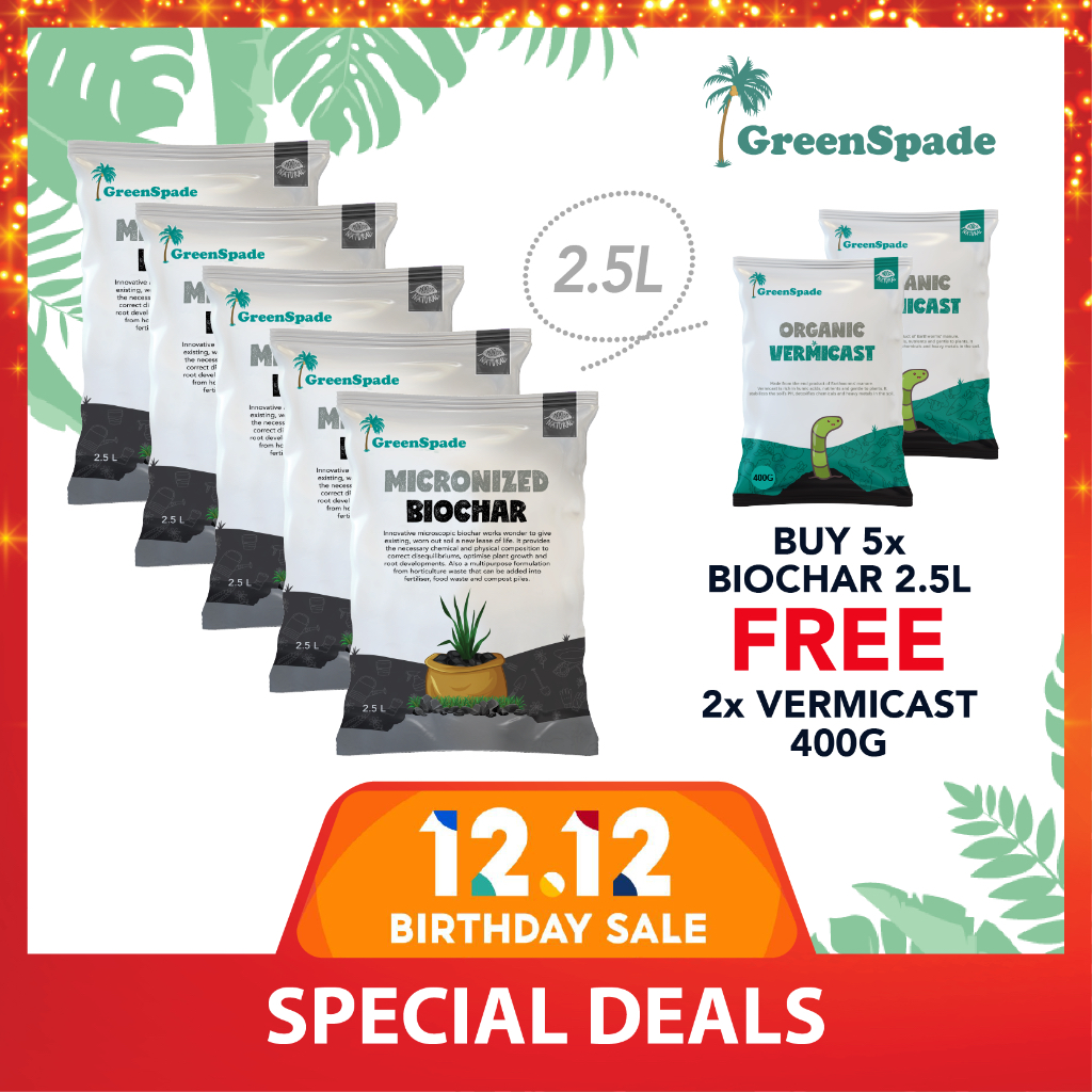 [12.12 Buy More, Save More] Green Spade - 5x Micronized Biochar 2.5L ...