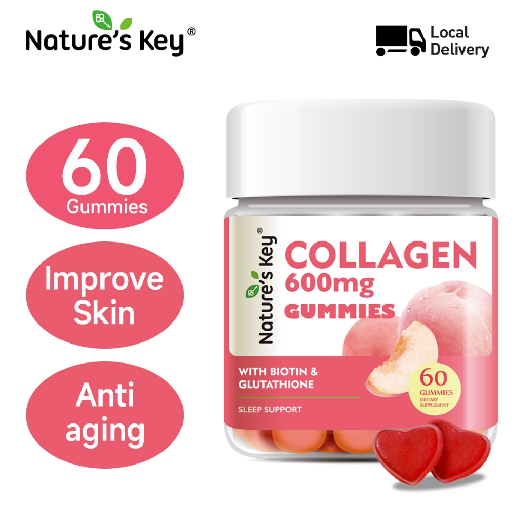 Nature's Key Collagen Gummies 600mg Fish Oil Supplement Skin Elasticity ...