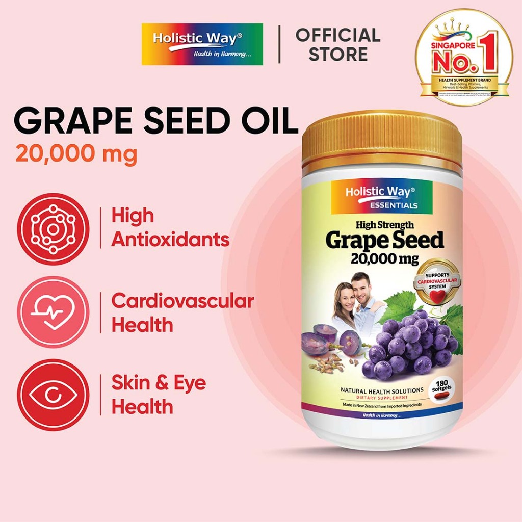 Holistic Way Essentials High Strength Grape Seed 20,000mg (180 Softgels ...