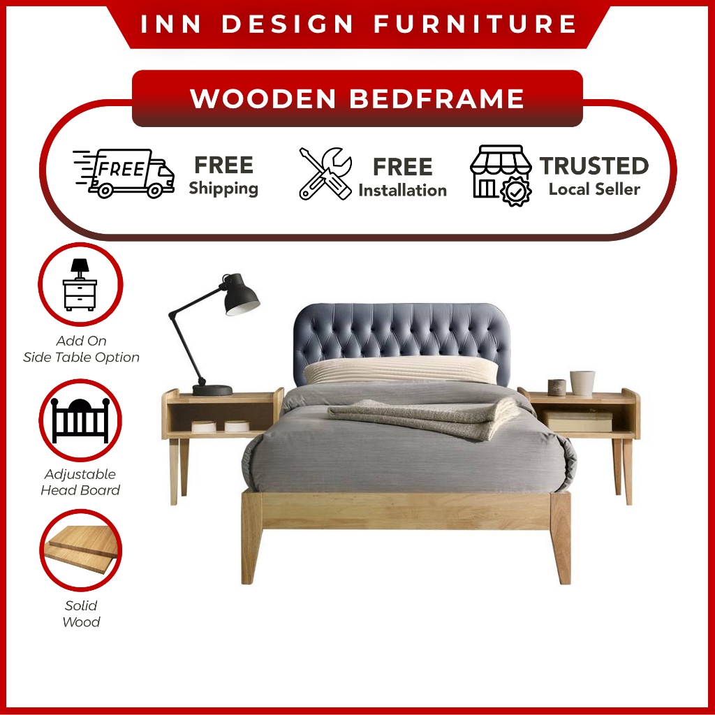 INNDESIGN VAIL SOLID WOOD SINGLE/ SUPER SINGLE/ QUEEN/ KING SIZE BED ...