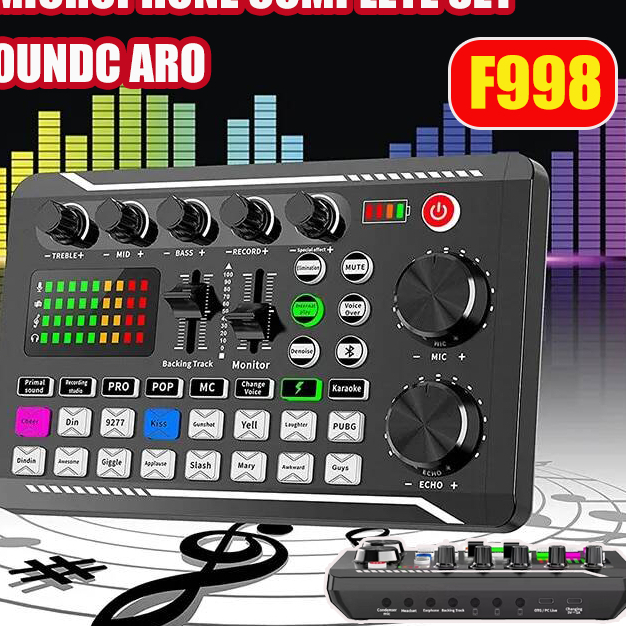 F998 Sound Card Live Sound Card Special Equipment Set With Microphone ...