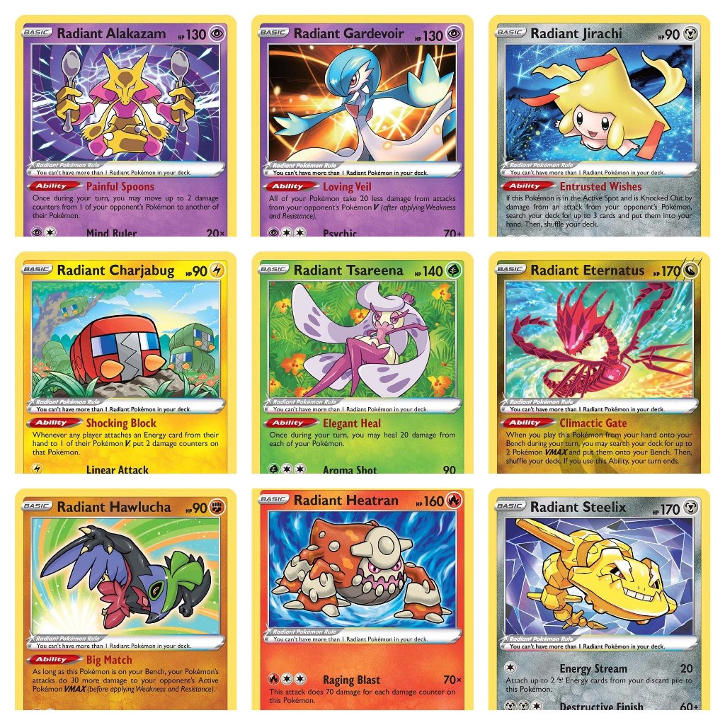 RADIANT CARDS POKEMON TRADING CARD GAME TCG Alakazam Charjabug ...