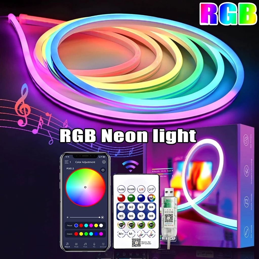 [SG] 10M Neon LED USB Rope Light, Bluetooth + Remote LED Strip Lights ...