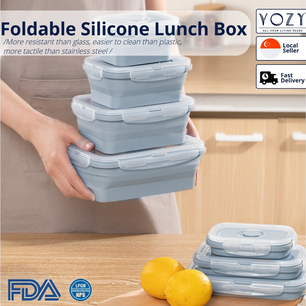 【SG Stock】Foldable Lunch Box Bento Box Silicone Food Container Folding ...