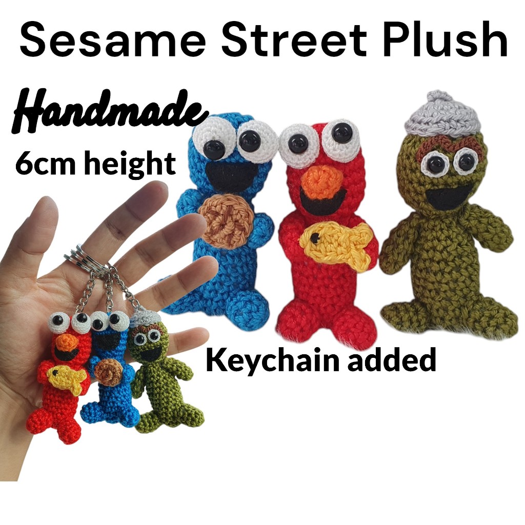 Sesame Street Elmo, Cookie Monster, Grouch Keychain Soft Toy Plush ...