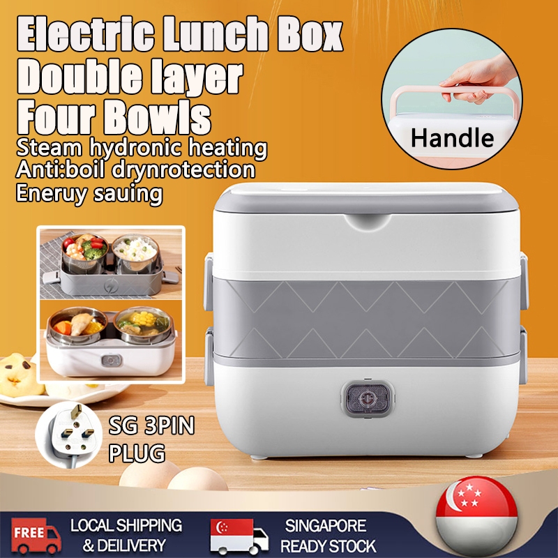 【READY STOCK】Double layer Electric Lunch Box Portable Heating Lunch Box ...