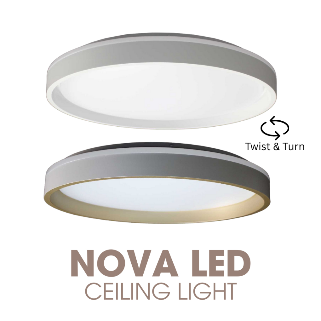 Premium Nova LED Ceiling Light twist and turn 39cm White Gold Remote ...