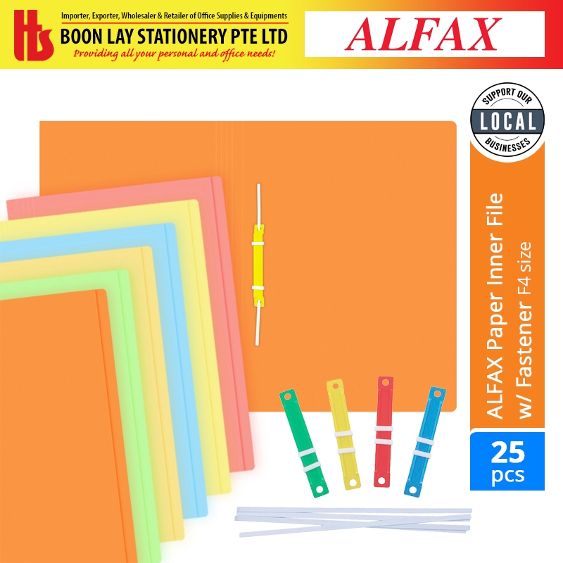 [BUNDLE OF 25PCS] ALFAX F4 Paper Inner File with Coloured Fasteners ...